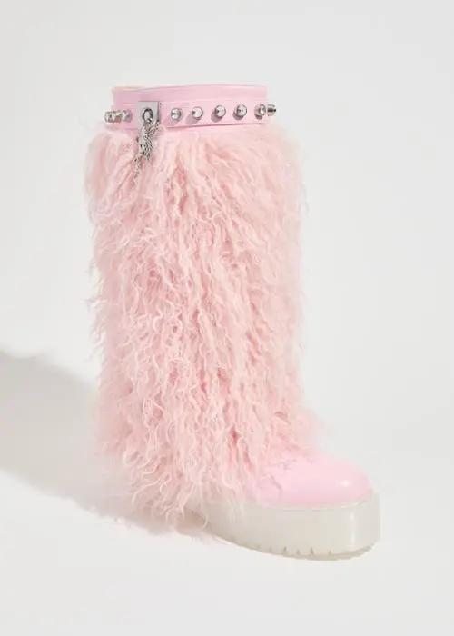 SPARKL Iconique Fur Boots - Pink