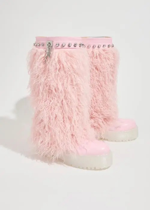 SPARKL Iconique Fur Boots - Pink