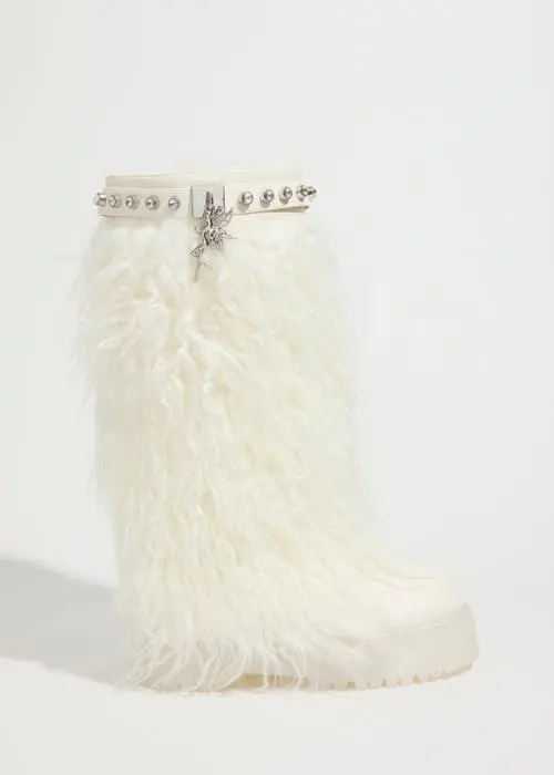 SPARKL Iconique Fur Boots - White