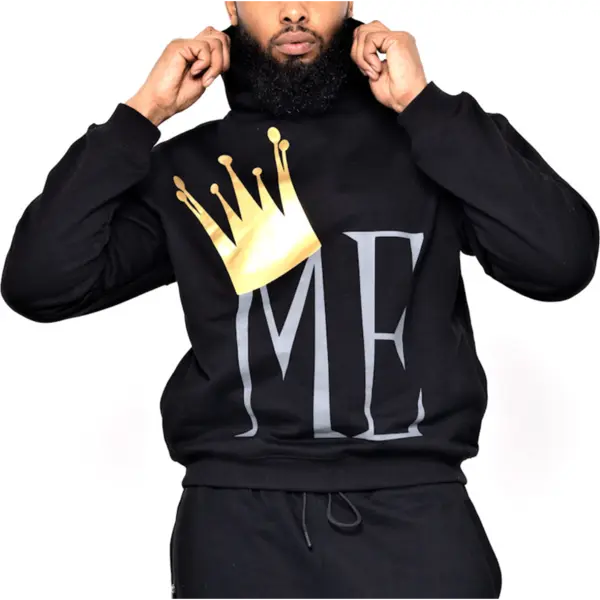 DAI MODA Crown Me Fleece Hoodie - Black
