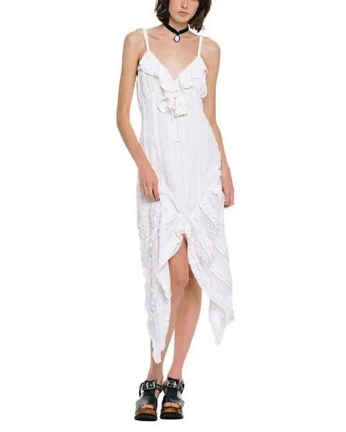 Anna Sui Floral Ruffle Handkerchief Dress