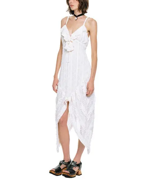 Anna Sui Floral Ruffle Handkerchief Dress