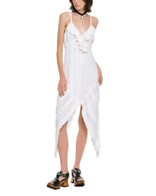 Anna Sui Floral Ruffle Handkerchief Dress