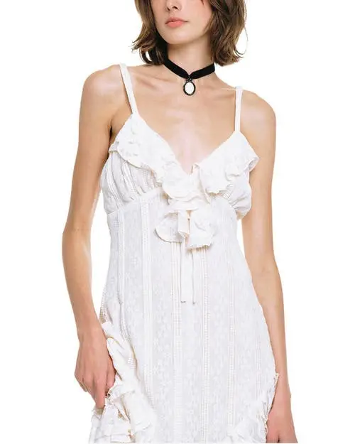 Anna Sui Floral Ruffle Handkerchief Dress