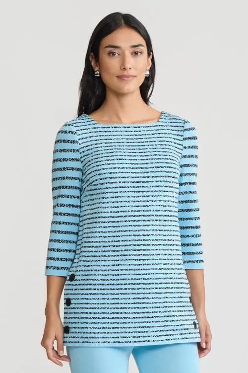 Ming Wang Horizontal Stripe Knit Tunic