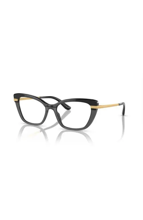 Dolce & Gabbana 54mm Cat Eye Optical Glasses - Black/transparent