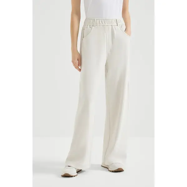 Brunello Cucinelli Smooth French Terry Trousers - Milk