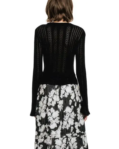 Anna Sui Victorian Pointelle Knitwear Cardigan - Black