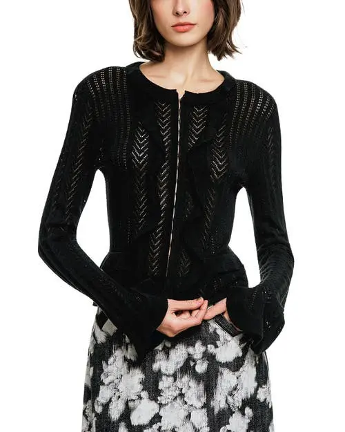 Anna Sui Victorian Pointelle Knitwear Cardigan - Black