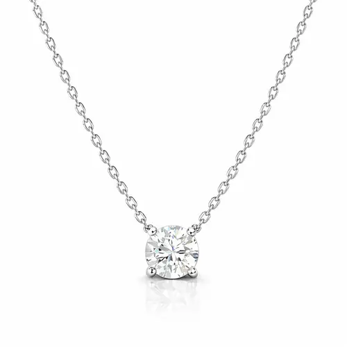 BALACIA Diamond Solitaire 14k Gold Necklace - White Gold