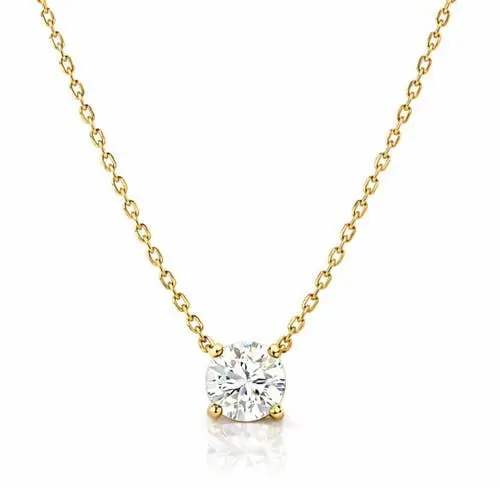 BALACIA Diamond Solitaire 14k Gold Necklace - Yellow Gold