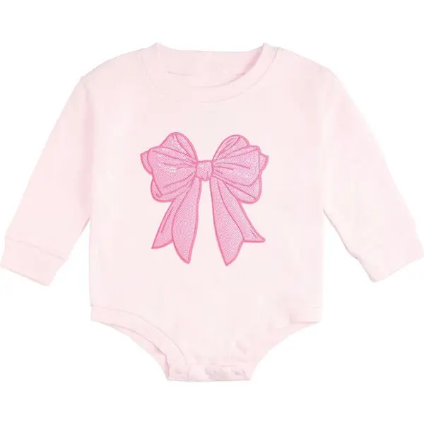 SWEET WINK Sequin Bow Patch Romper - Ballet Pink