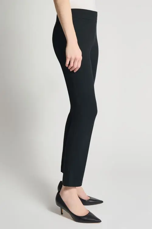 Ming Wang Stretch Deco Crepe Straight Leg Ankle Length Pants - Black