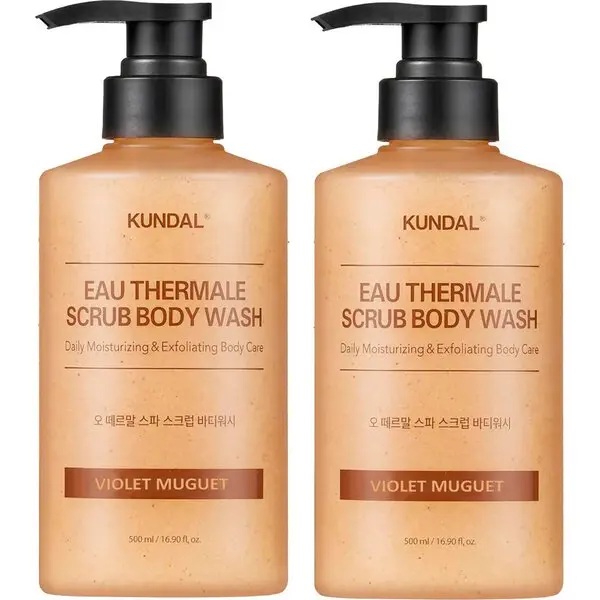 KUNDAL Eau Thermale Scrub Body Wash Cozy Darjeeling 2 Pack - Brown