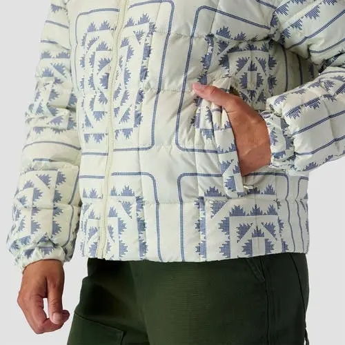 STOIC Printed Quilted Puffer Jacket - Ivory/navy Snowflake Print