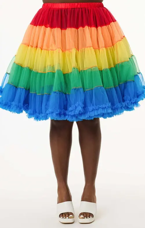 Unique Vintage Striped Ruffled Petticoat Crinoline - Rainbow