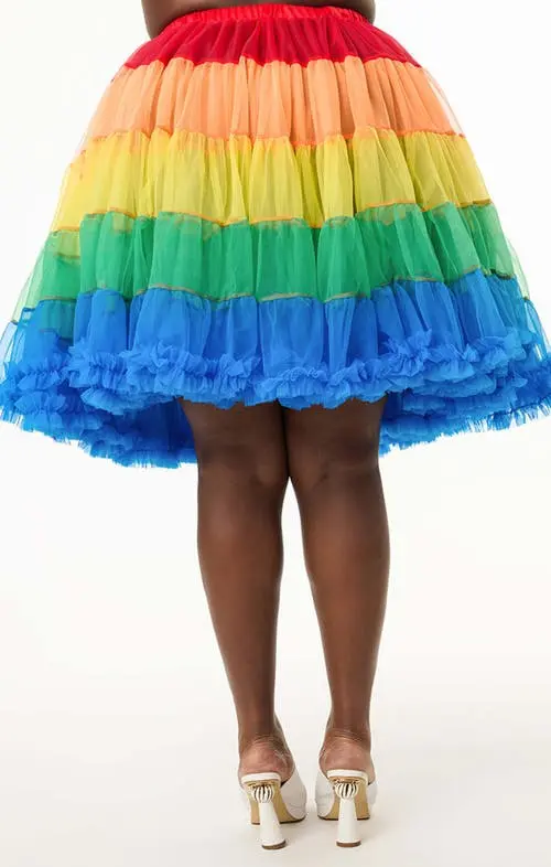 Unique Vintage Striped Ruffled Petticoat Crinoline - Rainbow