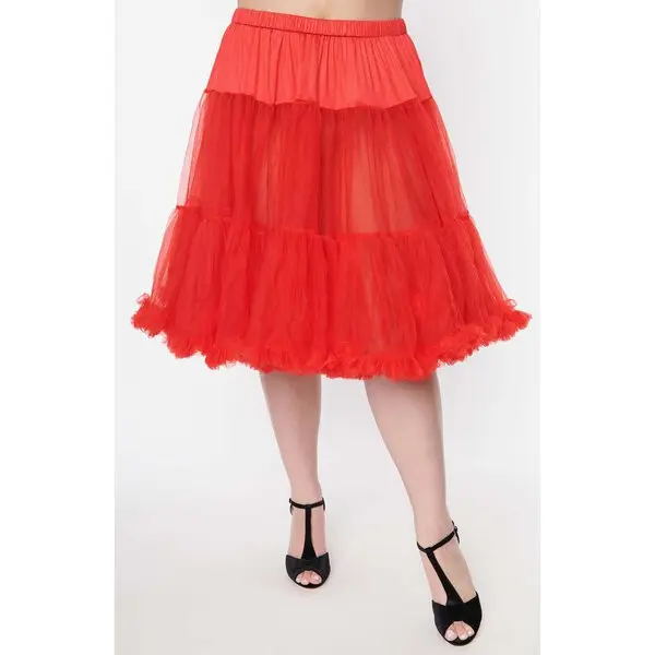 Unique Vintage Ruffled Petticoat Crinoline - Red