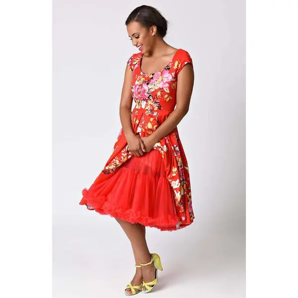 Unique Vintage Ruffled Petticoat Crinoline - Red