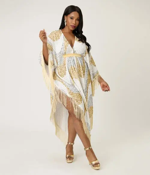SMAK PARLOUR Triangle Caftan Dress With Fringe