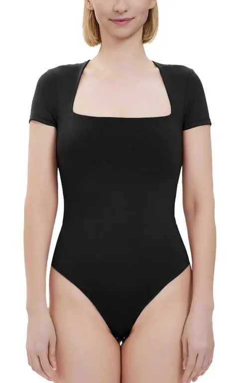 KIMI + KAI Square Neck Bodysuit - Black