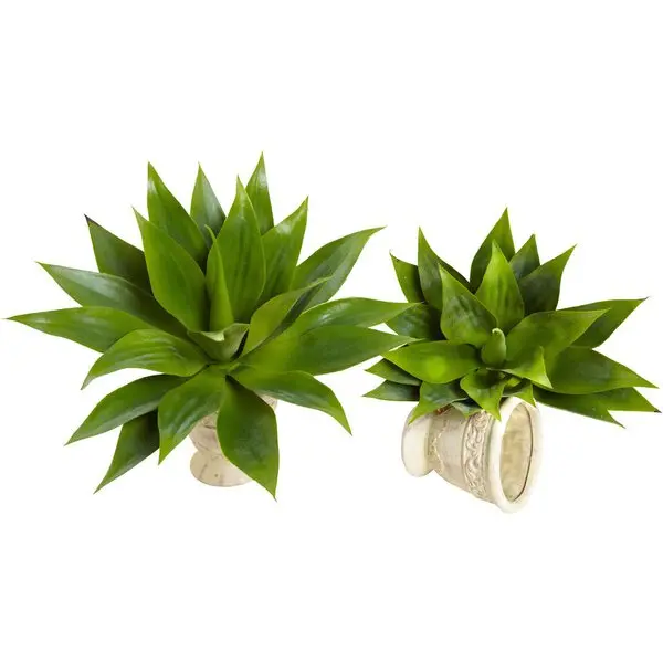 NEARLY NATURAL 17-in Agave Succulent Plant - Green