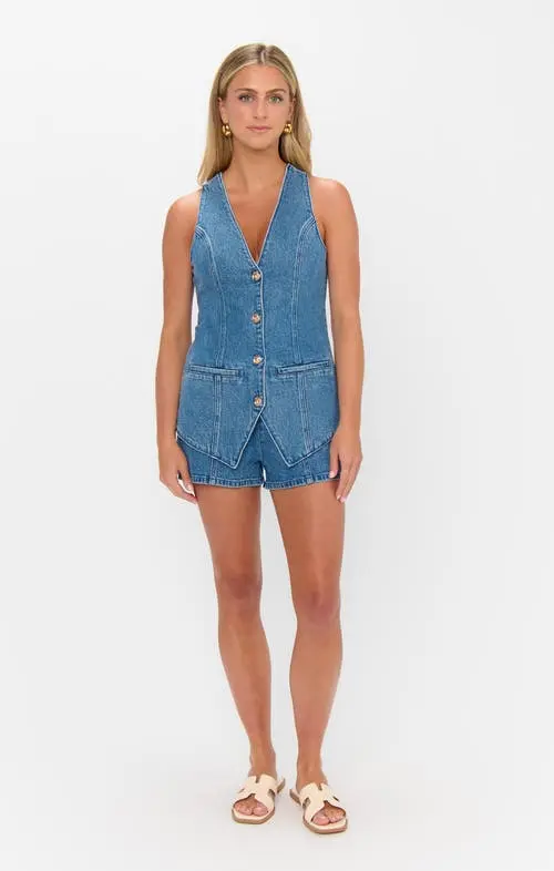 Show Me Your Mumu Denim Romper