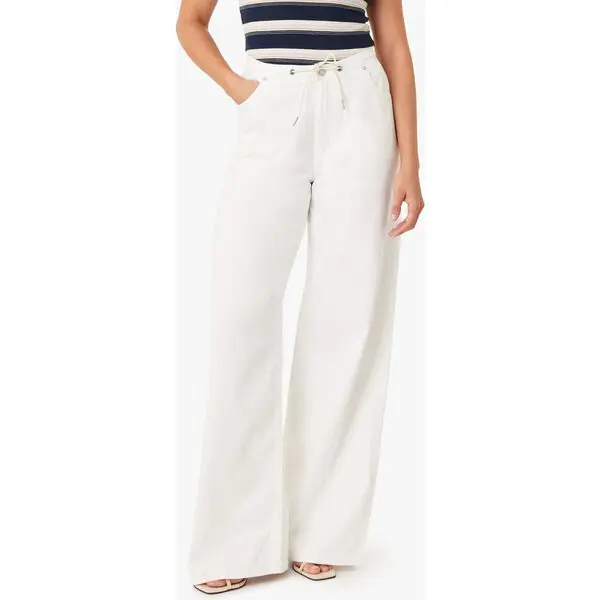 Habitual Lia Drawstring Wide Leg Jeans - White