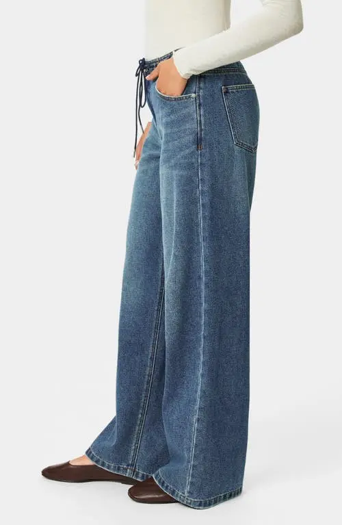 Habitual Lia Drawstring Wide Leg Jeans - Pebble