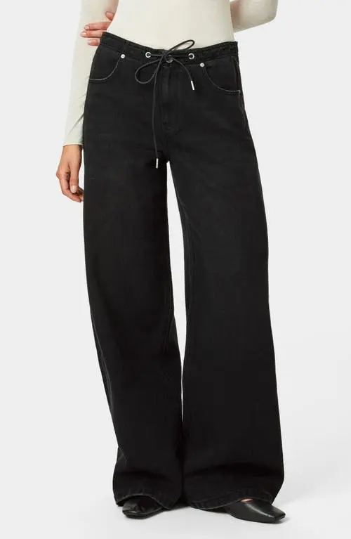 Habitual Lia Drawstring Wide Leg Jeans - Washed Black
