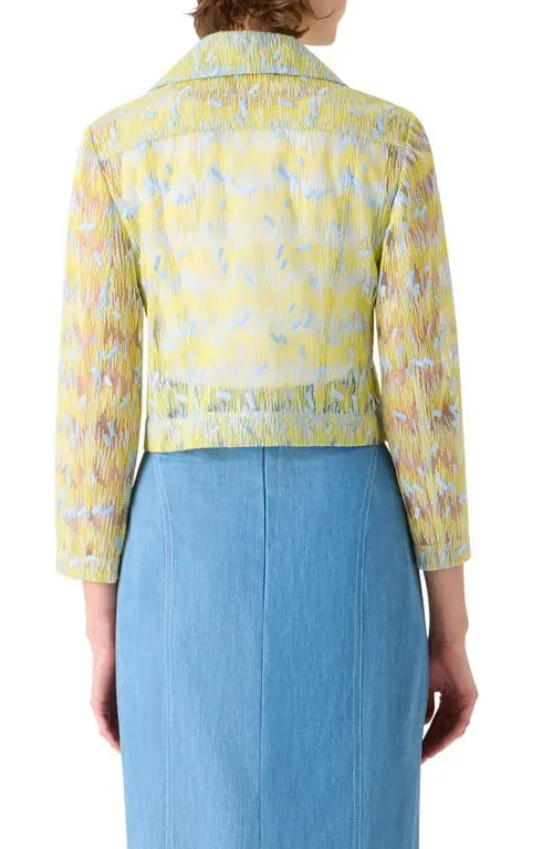 Akris Scribble Embroidered Biker Jacket - Lemon Zing-sky Blue