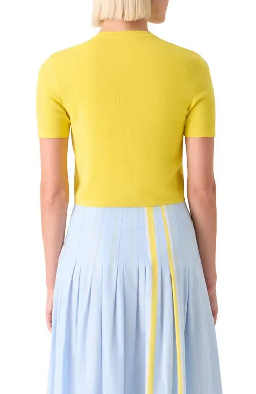 Akris Short Sleeve Cropped Cardigan - Lemon Zing