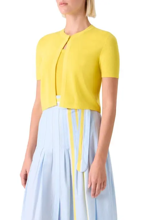 Akris Short Sleeve Cropped Cardigan - Lemon Zing