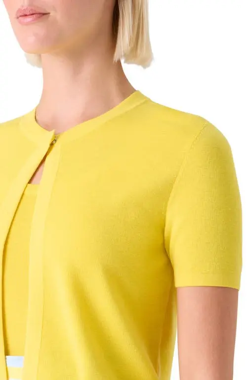 Akris Short Sleeve Cropped Cardigan - Lemon Zing