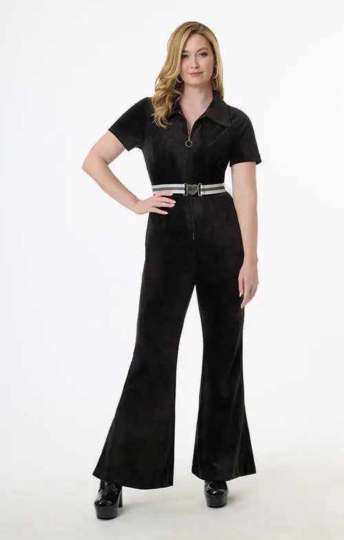 SMAK PARLOUR Belted Flare Jumpsuit - Black