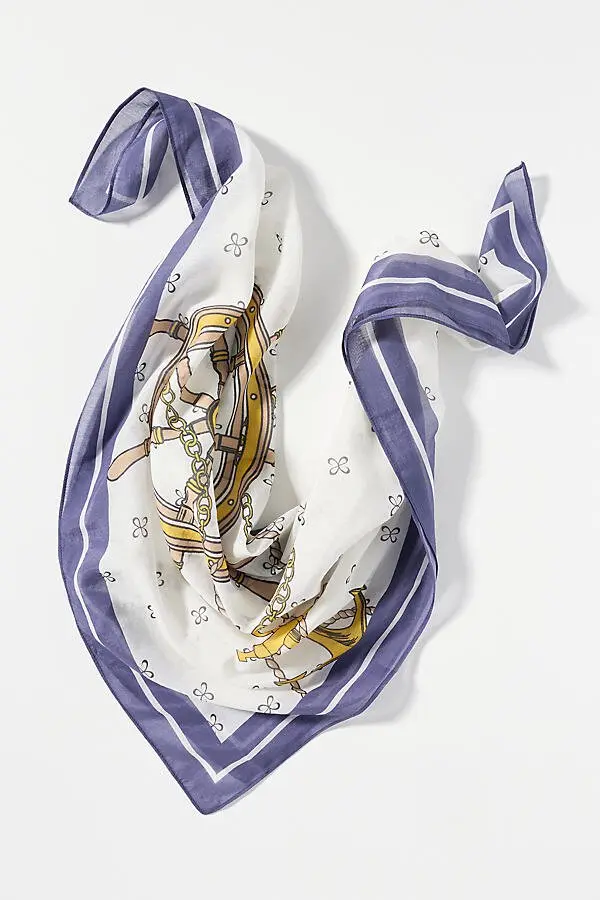 Maeve Large Silk Blend Scarf - Nautical Border