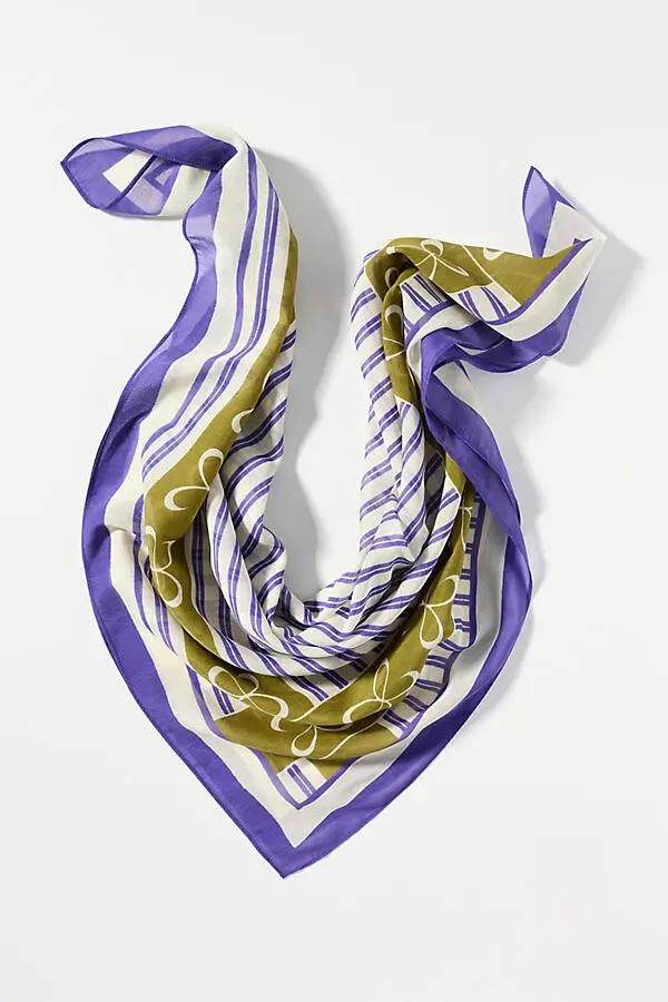 Maeve Large Silk Blend Scarf - Nautical Border