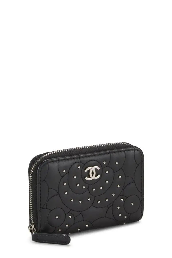 Chanel Studded Camellia Coin Purse