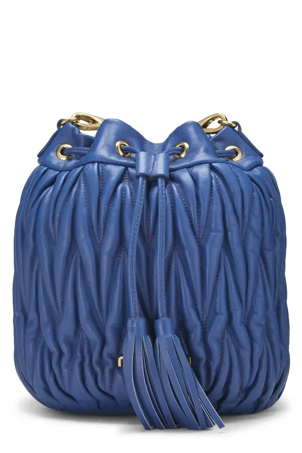 Miu Miu Nappa Leather Convertible Bucket Bag - Blue