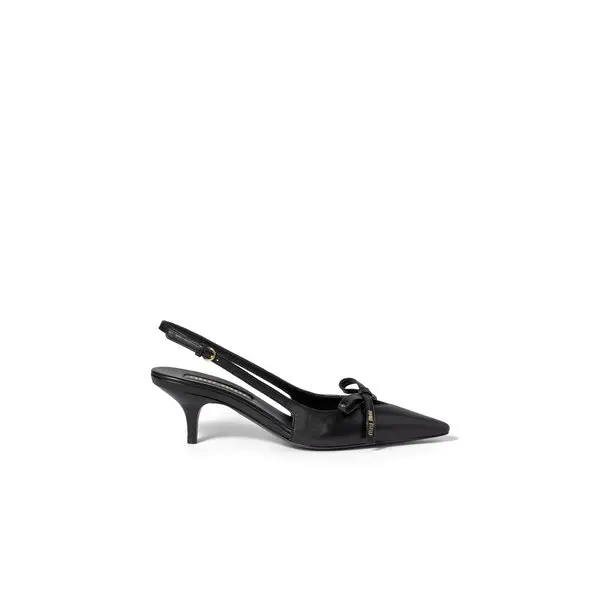 Miu Miu Leather Slingback Pumps With Bow