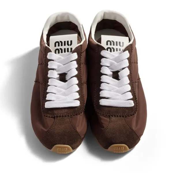 Miu Miu Plume Technical Fabric And Suede Sneakers