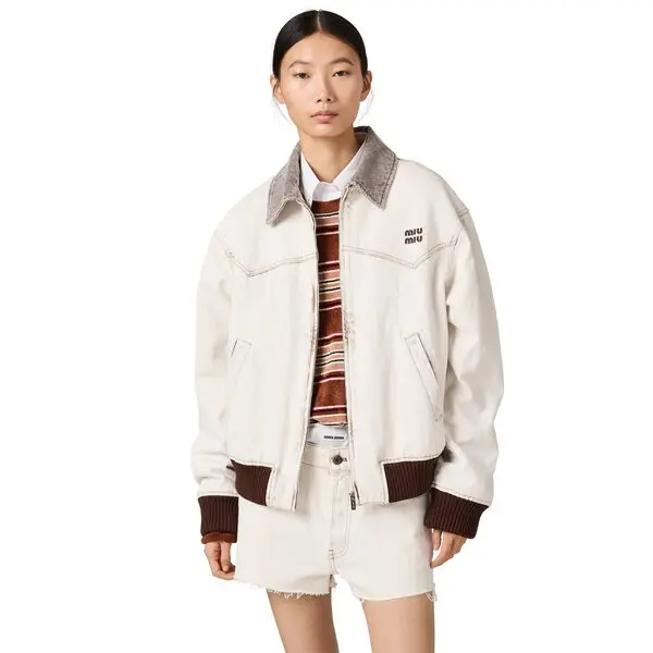 Miu Miu Denim Blouson Jacket - White