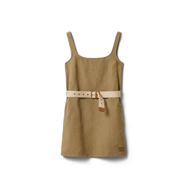 Miu Miu Old Gabardine Mini-dress - Khaki