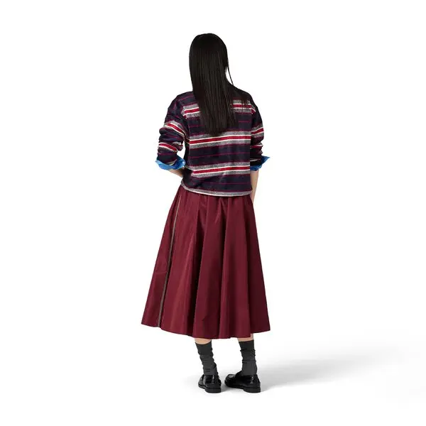 Miu Miu Technical Fabric Flared Skirt - Amaranth Red