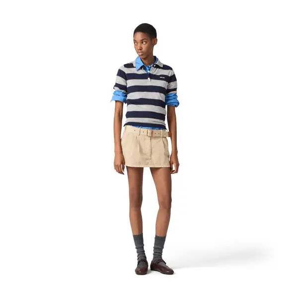 Miu Miu Striped Jersey Polo Shirt