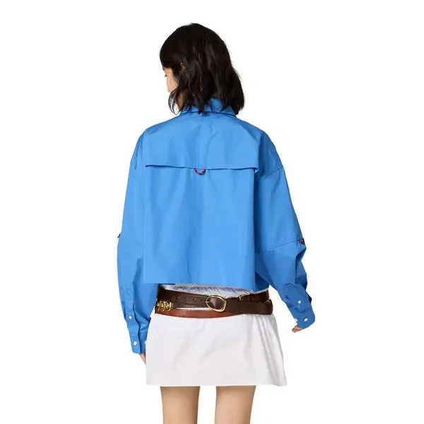 Miu Miu Poplin Embroidered Logo Boxy Fit Shirt