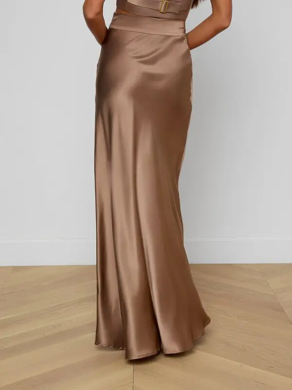 L'Agence Ryker Silk Maxi Skirt - Portabella
