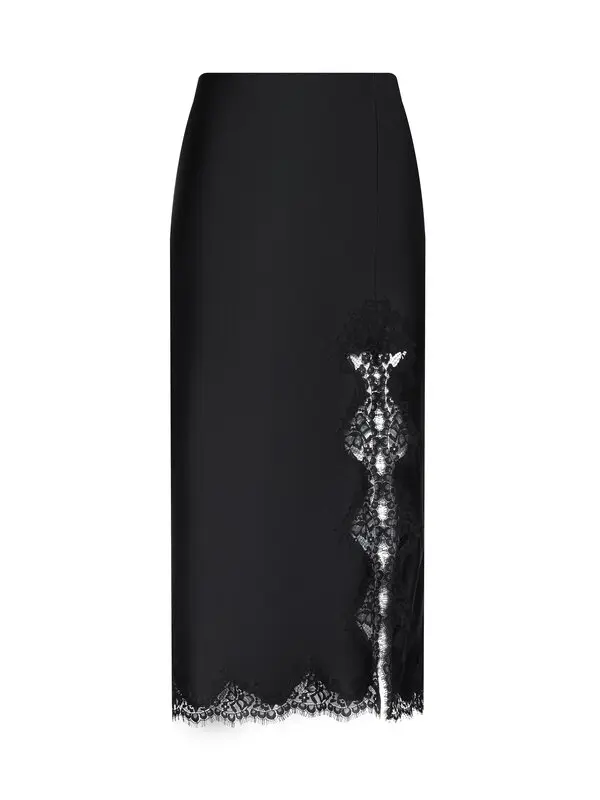 L'Agence Silk Lace Midi Skirt