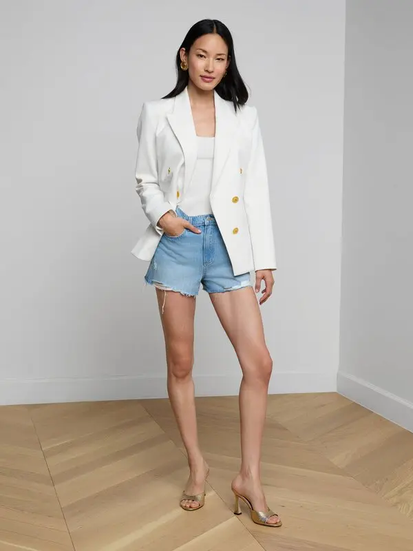 L'Agence Kyomi Double-breasted Blazer - White