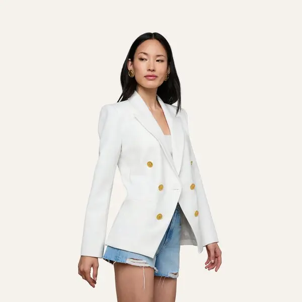 L'AGENCE Kyomi Double-breasted Blazer - White